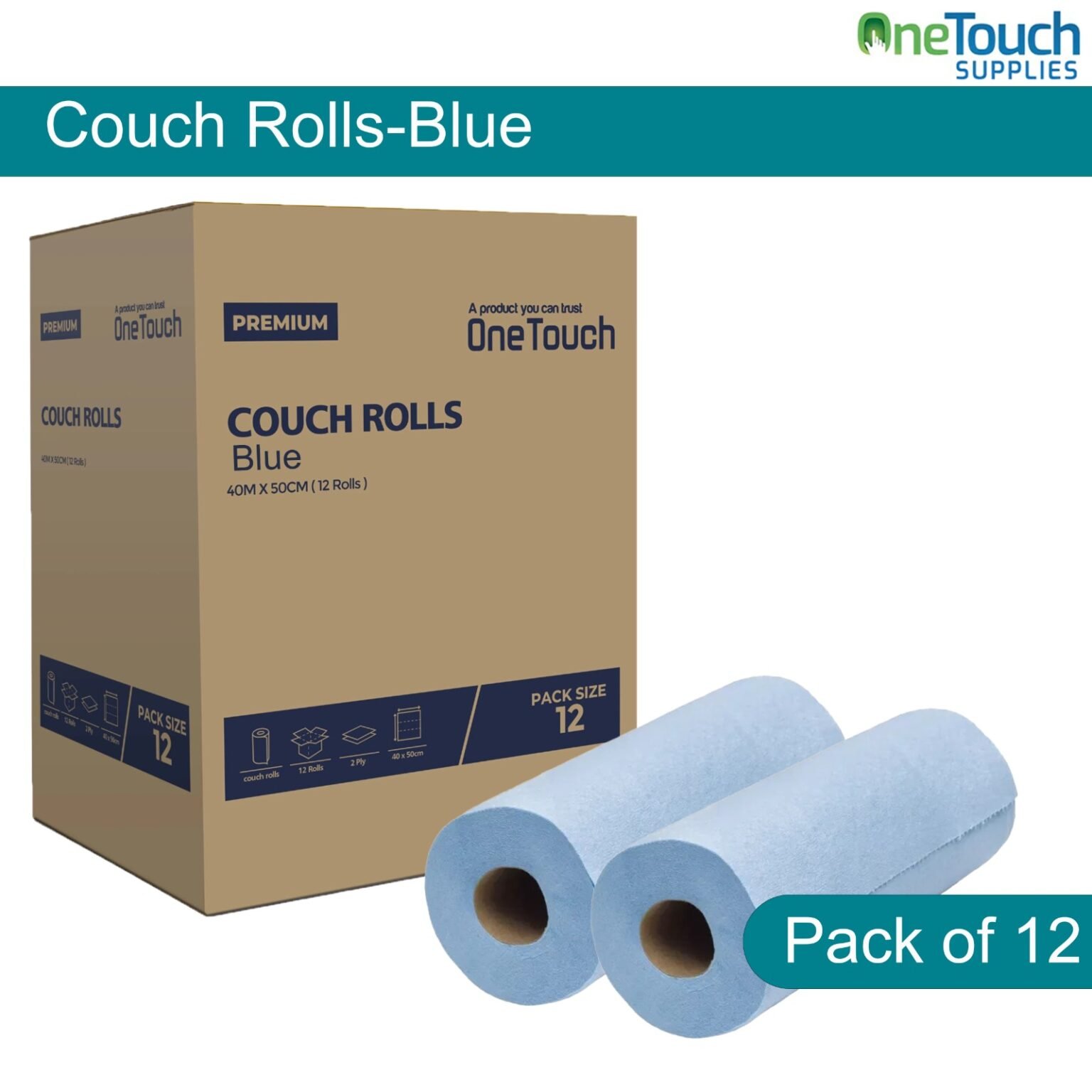 Couch Paper Roll-Blue (Pack of 12 Rolls) | Hygienic & Eco-Friendly
