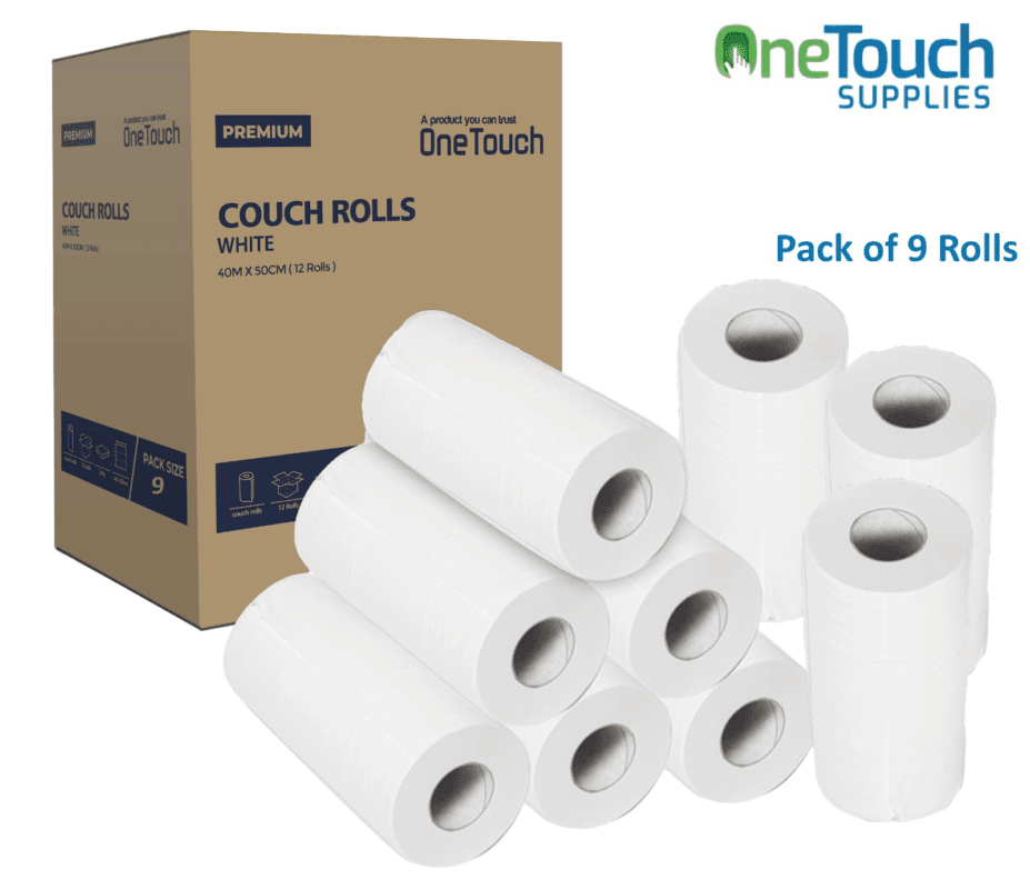 Pure Pulp White Couch Rolls (Pack of 9 Rolls) - One Touch Supplies